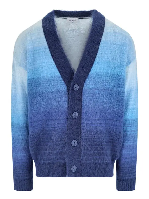 Off-White Mohair-blend Wool Cardigan - Blue