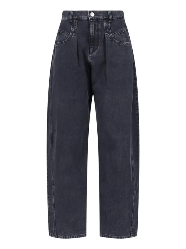 Isabel Marant Étoile Pleated Straight Leg Jeans - Black
