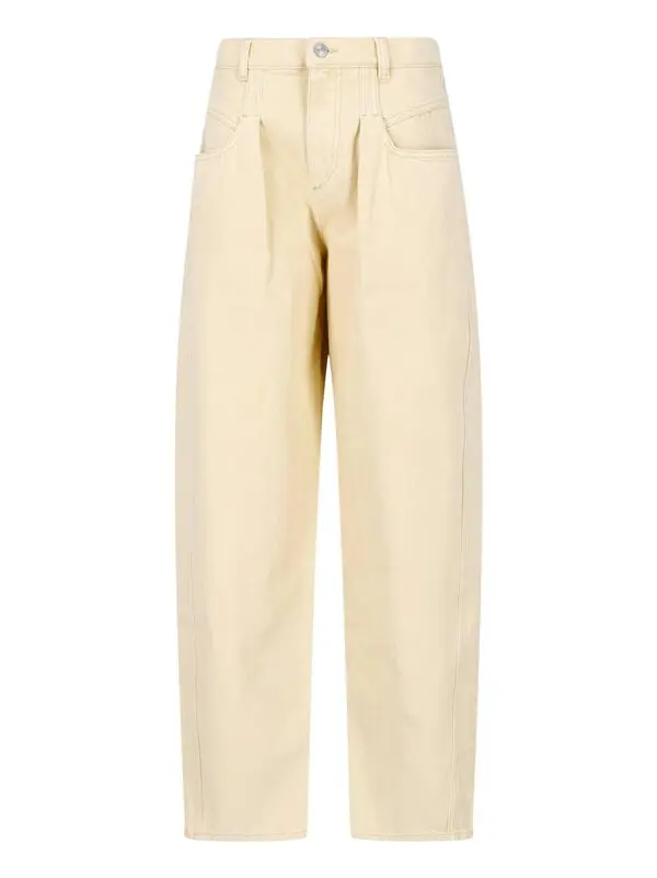 Isabel Marant Étoile Pleated Straight Leg Jeans - Cream