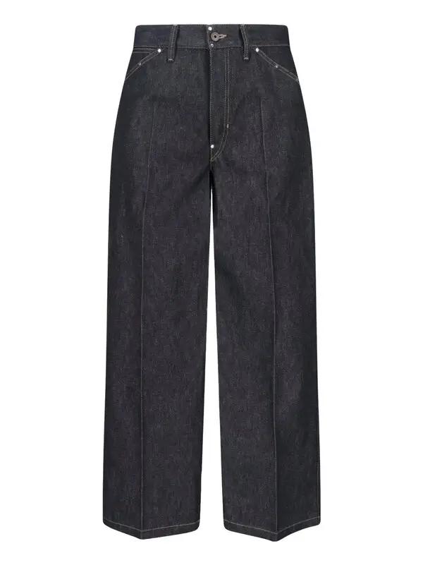 LEMAIRE Cotton Jeans With Cowhide Leather Jacron - Grey