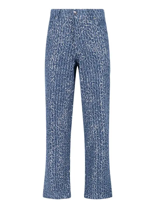 CHARLES JEFFREY Embellished Sequin Denim Jeans - Blue