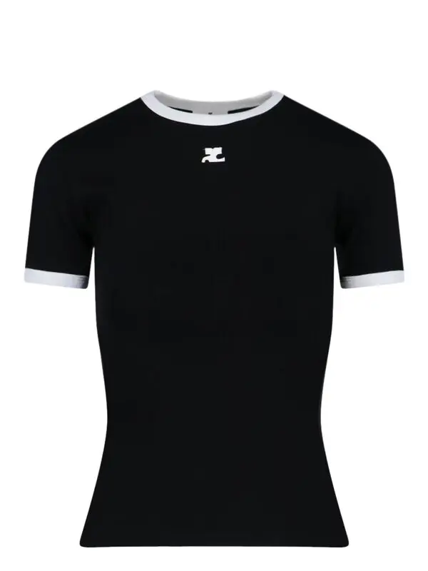 COURREGES 100% Cotton Polo Shirt - Black