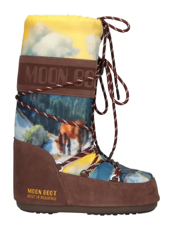 Moon Boot Lace-up Printed High Top Boots - Multicolor