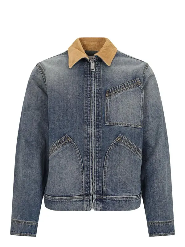 Alexander McQueen Calfskin-trimmed Cotton Jacket - Blue