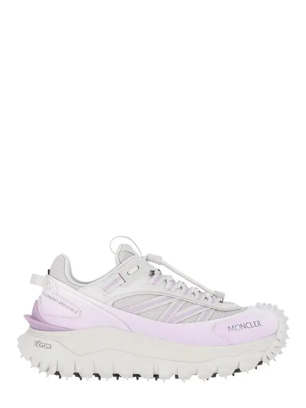 Moncler Leather And Mesh Sneakers With Cushioned Sole - Violet