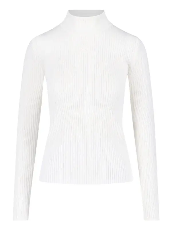 COURREGES Ribbed High Neck Sweater - White