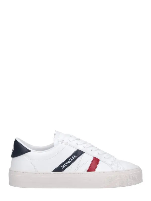 Moncler Premium Leather Lace-up Sneakers - White