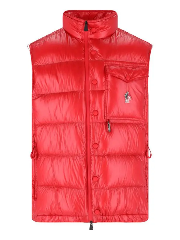 Moncler Quilted Puffer Vest With High Collar - Red