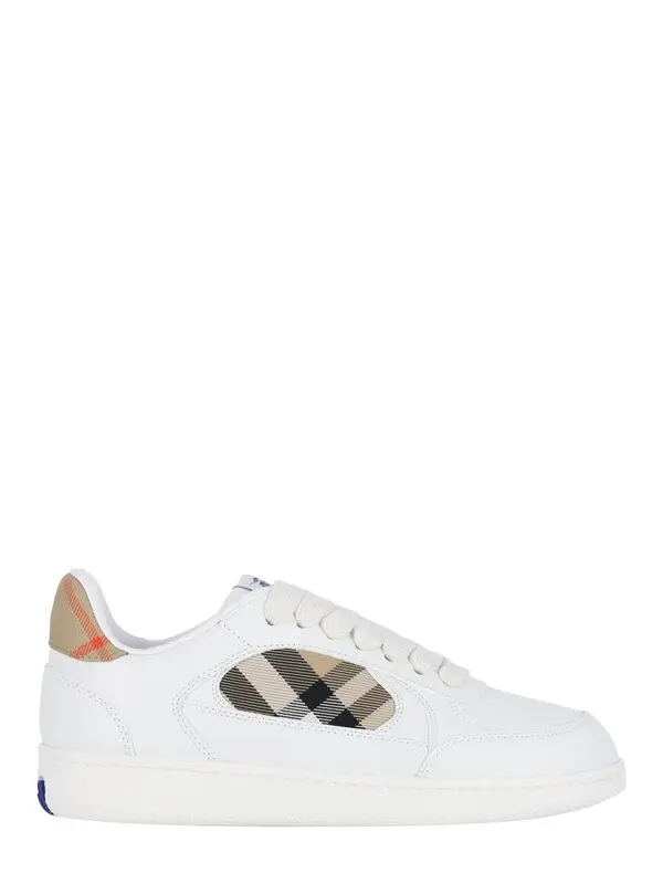 Burberry Calf Grain Leather Sneakers - White