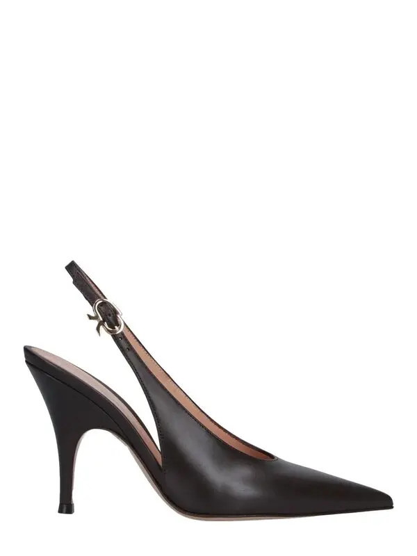 GIANVITO ROSSI Leather Heeled Slingback Pumps - Brown