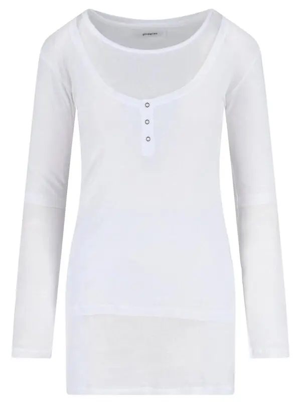 Gimaguas 100% Cotton Henley Mini Dress - White