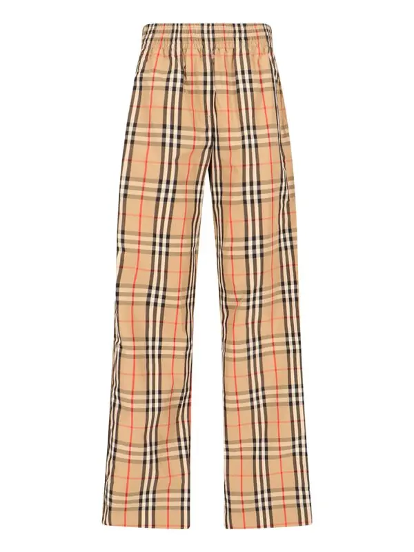 Burberry Plaid Wide-leg Pants - Beige