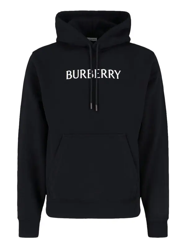 Burberry Logo Cotton Hoodie - Black
