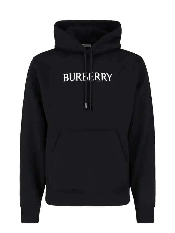 Burberry Logo Cotton Hoodie - Black