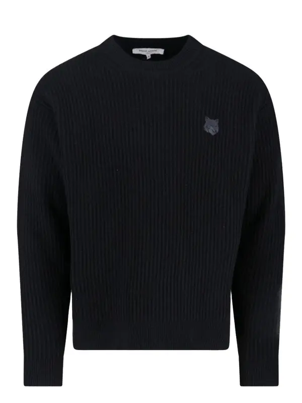 Maison Kitsuné Merino Wool Knit Sweater - Black