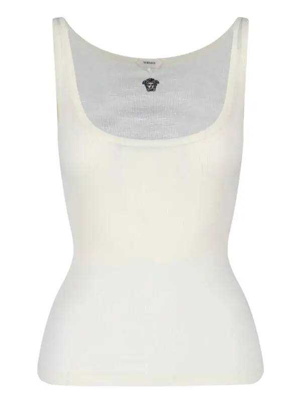 Versace Sleeveless Ribbed Tank Top - White