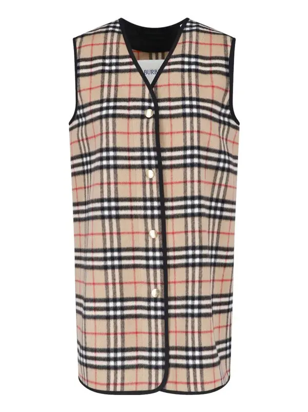 Burberry Wool-cashmere Plaid Vest - Beige