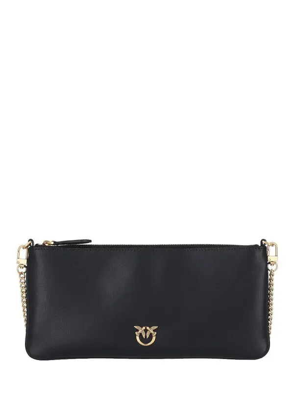 Pinko Leather Mini Bag With Gold Tone Chain Strap - Black