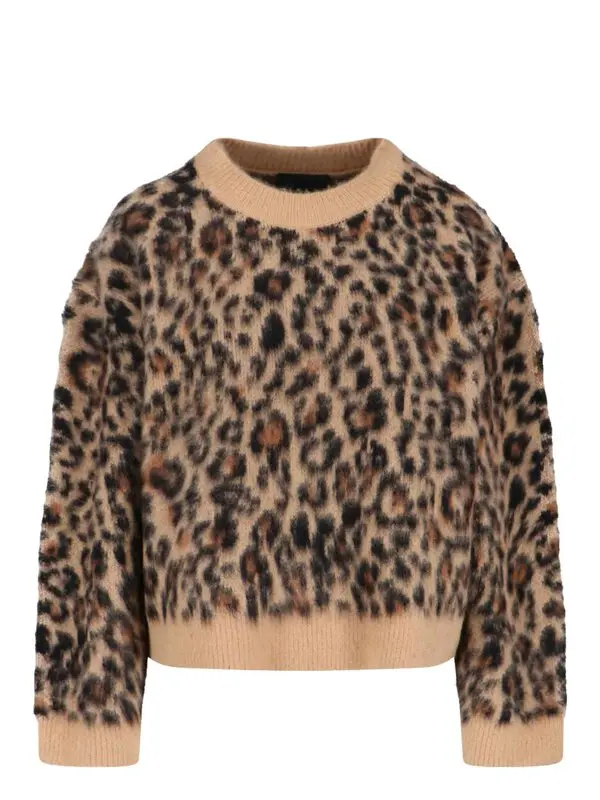 NILI LOTAN Leopard Print Cashmere-silk Sweater - Brown