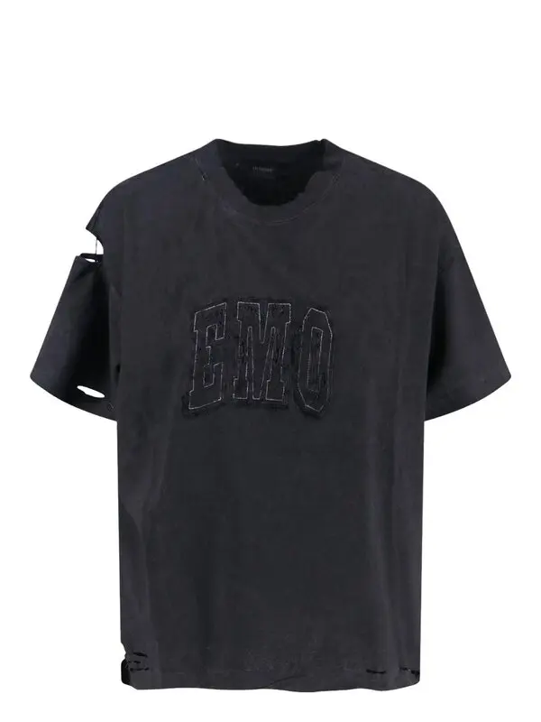 Balenciaga Cotton Distressed Crewneck T-shirt - Black