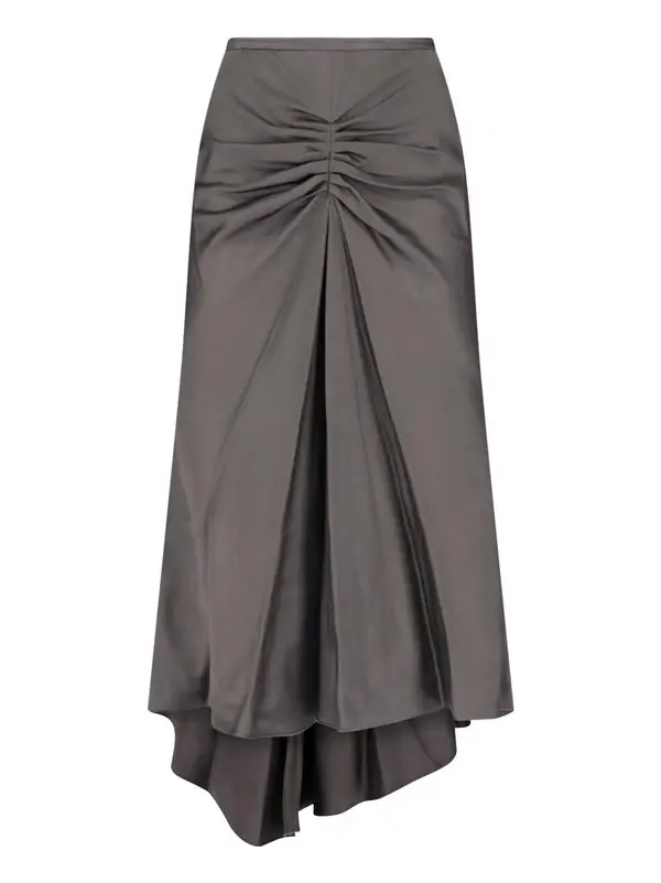 Victoria Beckham Draped Ruched Asymmetrical Maxi Skirt - Grey