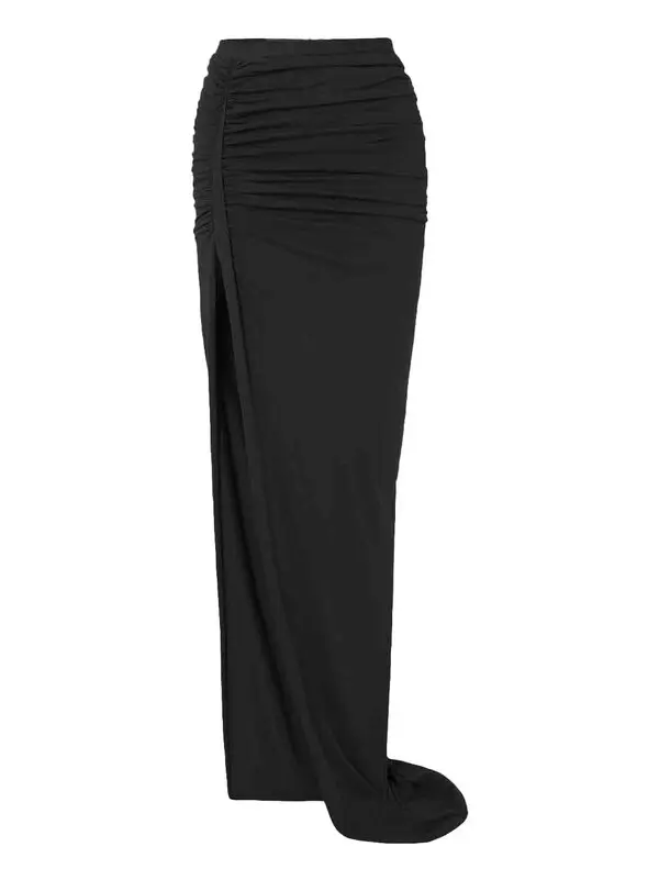 Rick Owens Ruched Slit Maxi Skirt - Black