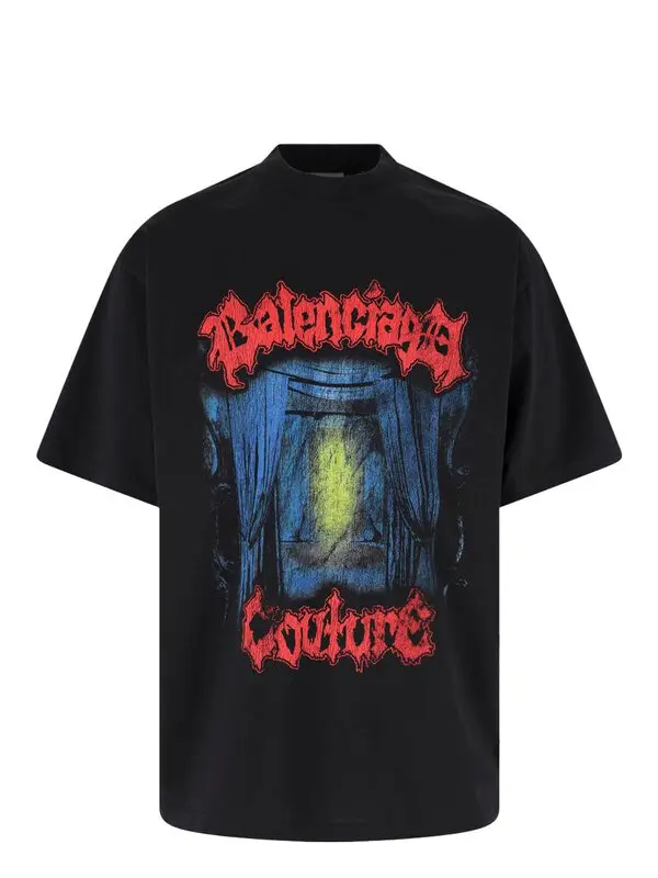 Balenciaga 100% Cotton Logo T-shirt - Black