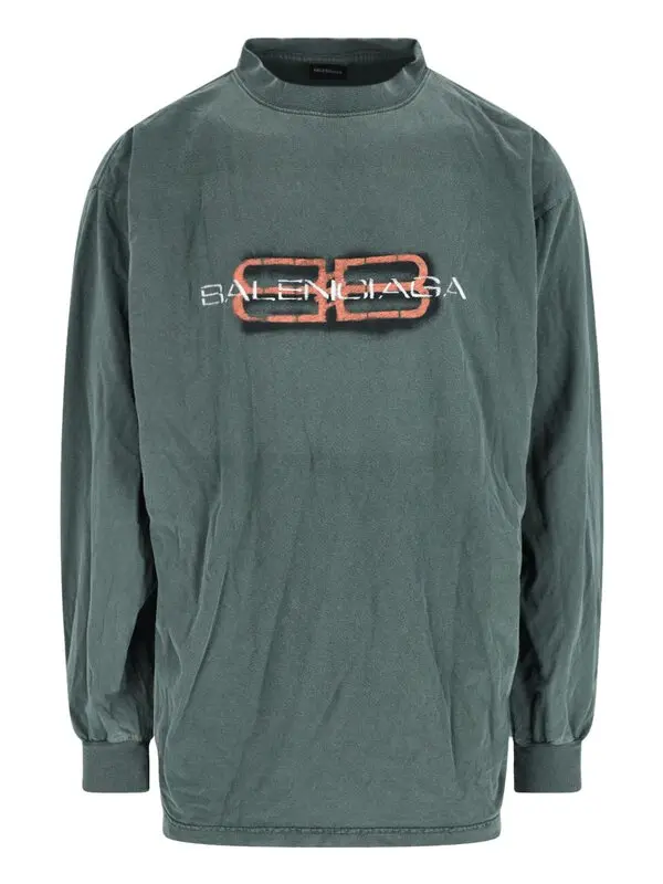 Balenciaga 100% Cotton Logo T-shirt - Green