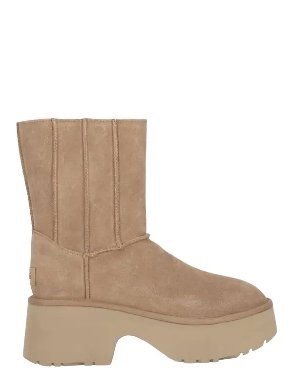 UGG Light & Natural Leather Ankle Boots With Wool-blend Lining - Beige