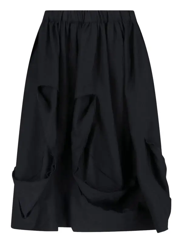 CDGCDG Draped Asymmetric Midi Skirt - Black