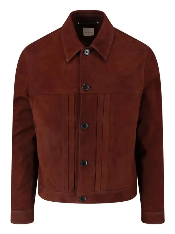 Paul Smith Suede Button-front Jacket With Classic Collar - Brown