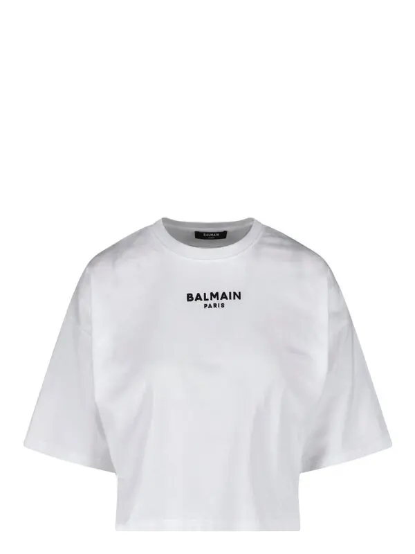 Balmain Cropped Logo T-shirt - White