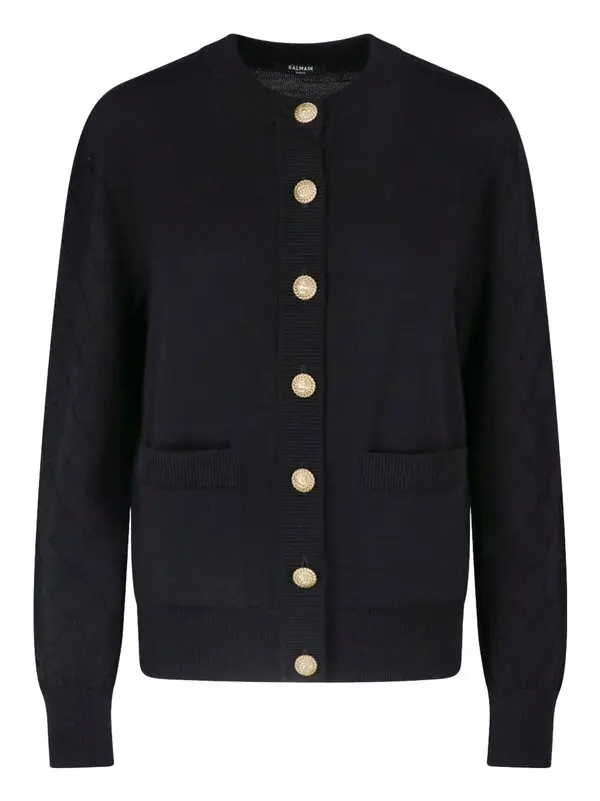 Balmain 100% Virgin Wool Button-front Cardigan - Black