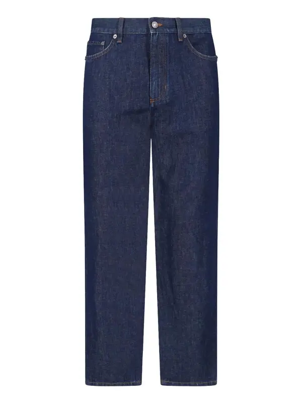 Zegna Patch Pocket Jeans With Leather Detail - Blue