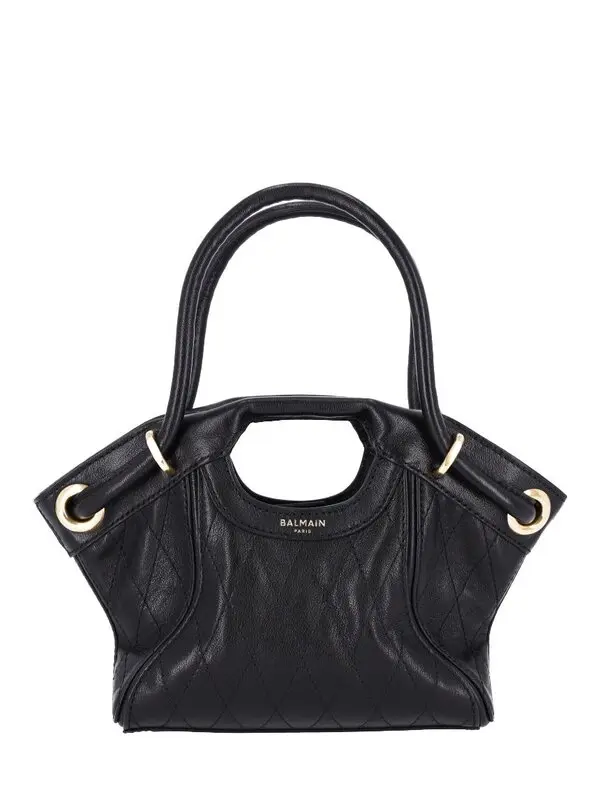 Balmain Quilted Lamb Leather Handheld Bag - Black