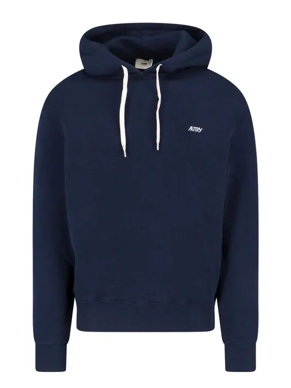 AUTRY Cotton Hoodie With Logo - Blue