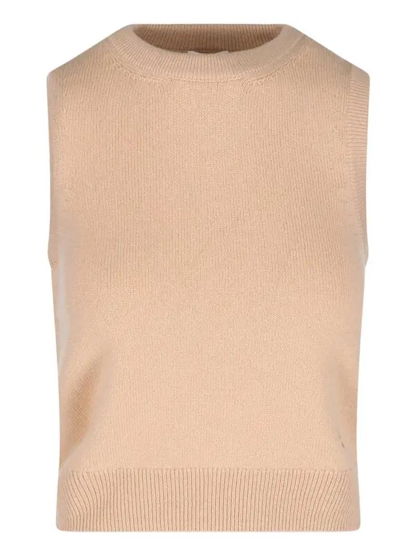 Celine Sleeveless Knit Sweater Vest - Beige