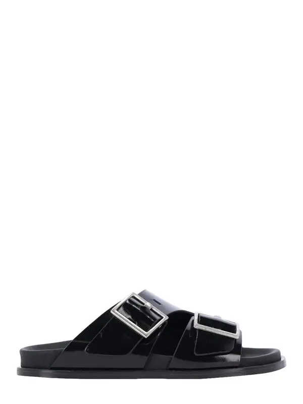 ALOHAS Minimal Leather Buckled Sandals - Black