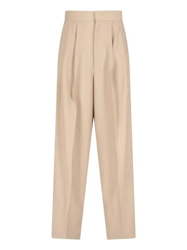 SA SU PHI 100% Wool Tailored Trousers - Beige