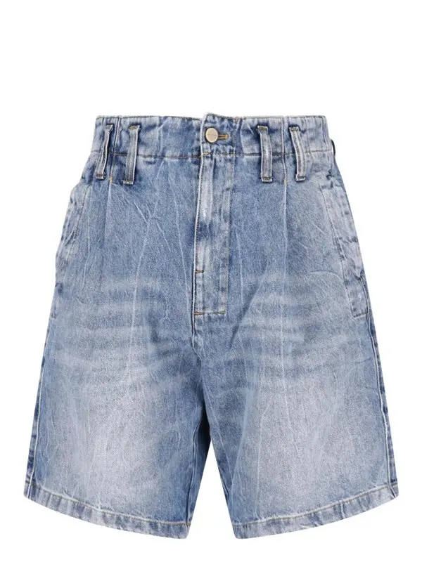 CULTURA Acid Wash Denim Shorts - Blue