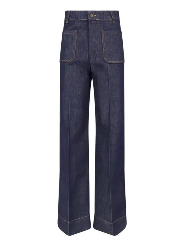 Victoria Beckham Tailored 100% Cotton Denim Jeans - Blue