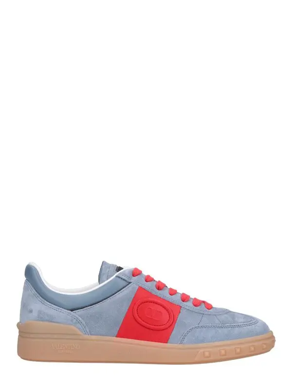 Valentino Garavani Calf Leather Lace Up Sneakers - Blue