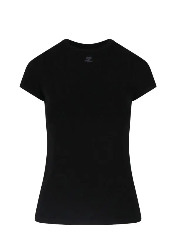 COURREGES Sculpted Viscose-blend Polo Top - Black