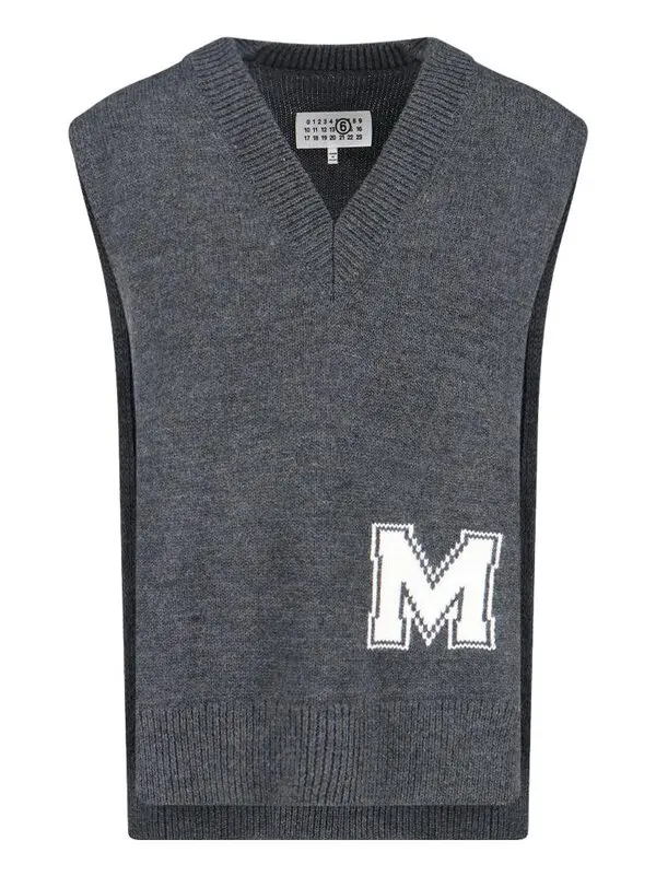 MAISON MARGIELA M" Applique V-neck Vest - Grey