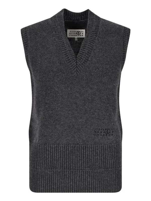 MAISON MARGIELA Sleeveless V-neck Knit Vest - Grey