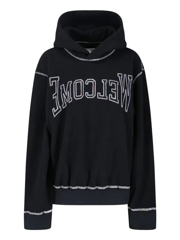 MAISON MARGIELA Polyester Hoodie With Contrast Stitching - Black