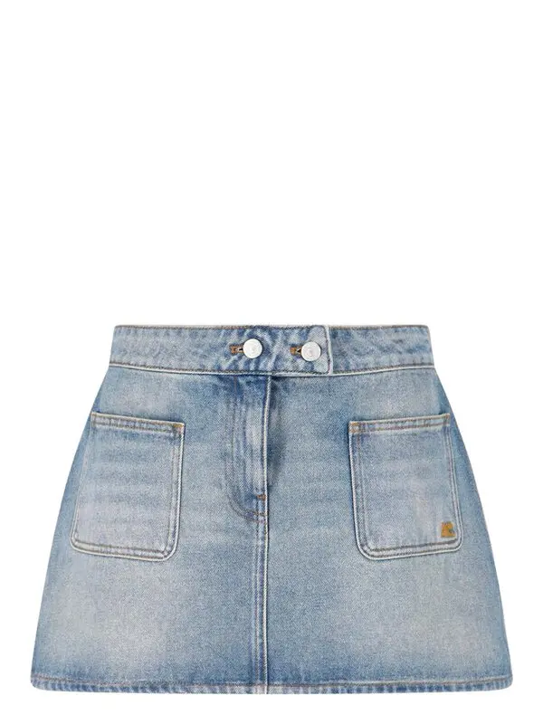 COURREGES High-rise Denim Maxi Skirt - Blue