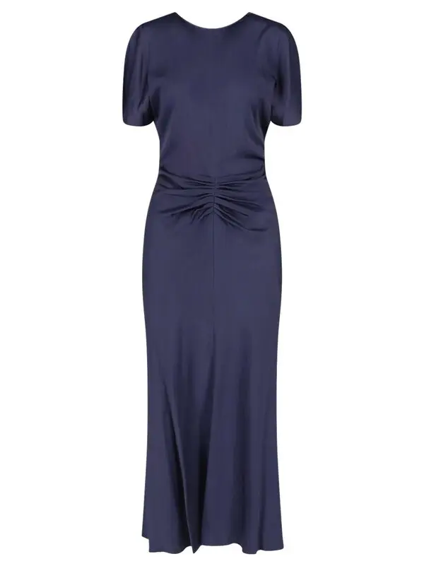 Victoria Beckham Ruched Satin-blend Maxi Dress - Blue