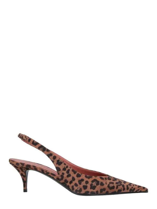 Amina Muaddi Leopard-printed Suede Slingback High Heel Sandals - Brown