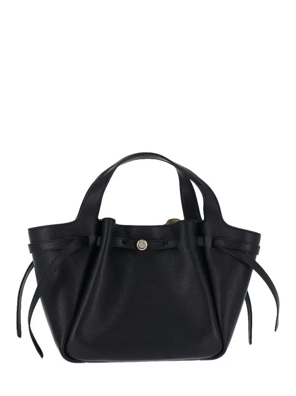 Tory Burch Leather Shoulder Bag With Gold Tone Logo - Black
